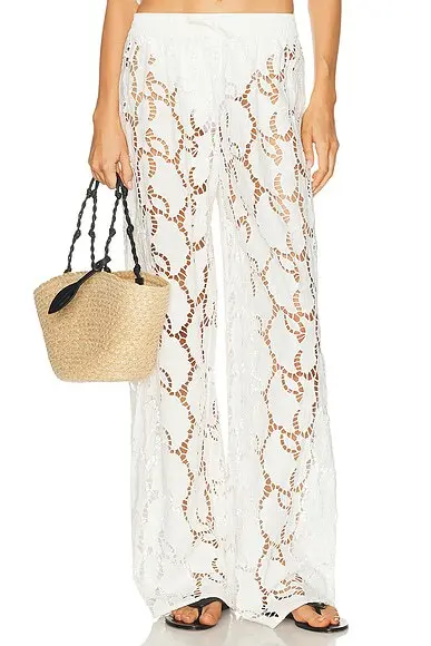NICHOLAS Sandra Eyelet Wide Leg Pants - Ivory