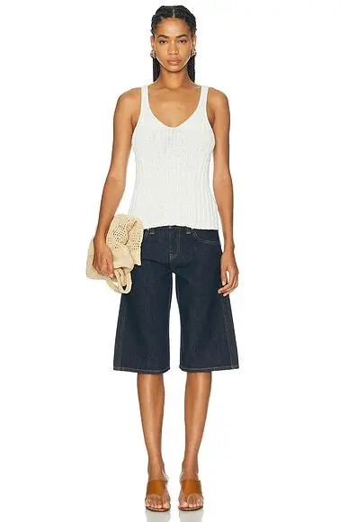 Khaite Val Ribbed Knit Tank Top