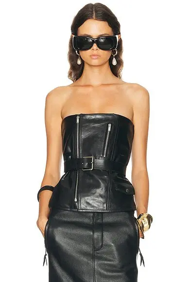 Saint Laurent Leather Bustier Top