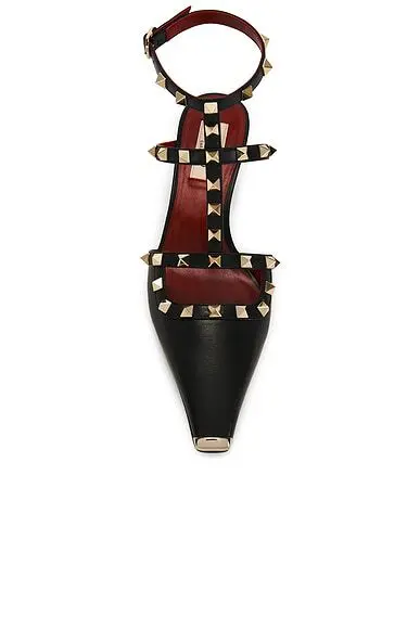 Valentino Garavani Rockstud Ankle Strap Kitten Heel Pumps - Nero