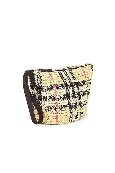 Burberry Small Margate Pouch In Raffia - Sand