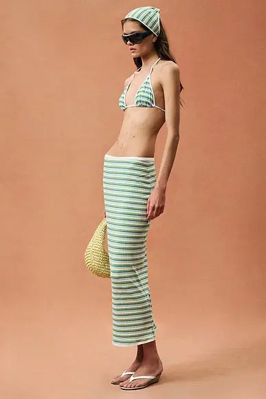 ROWEN ROSE Full Length Striped Skirt