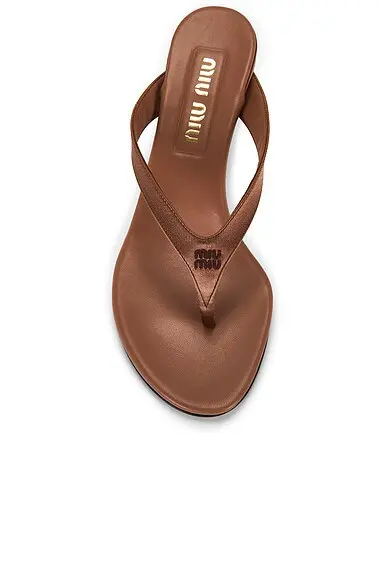 Miu Miu Embroidered Logo Thong Sandal