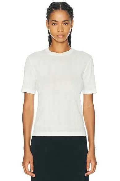THE ROW Etina Top Ribbed Jersey T-shirt - Ivory
