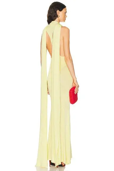 SELF-PORTRAIT Viscose Knit Maxi Dress With Scarf Detail