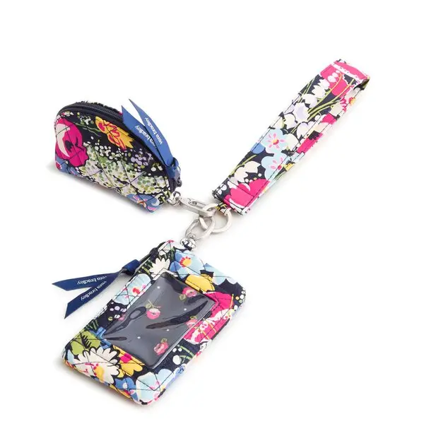 VERA BRADLEY Dual Pouch Wide Wristlet In Poppy Fields - Blue