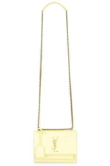 Saint Laurent Small Lizard Effect Chain Bag - Soft Lemon