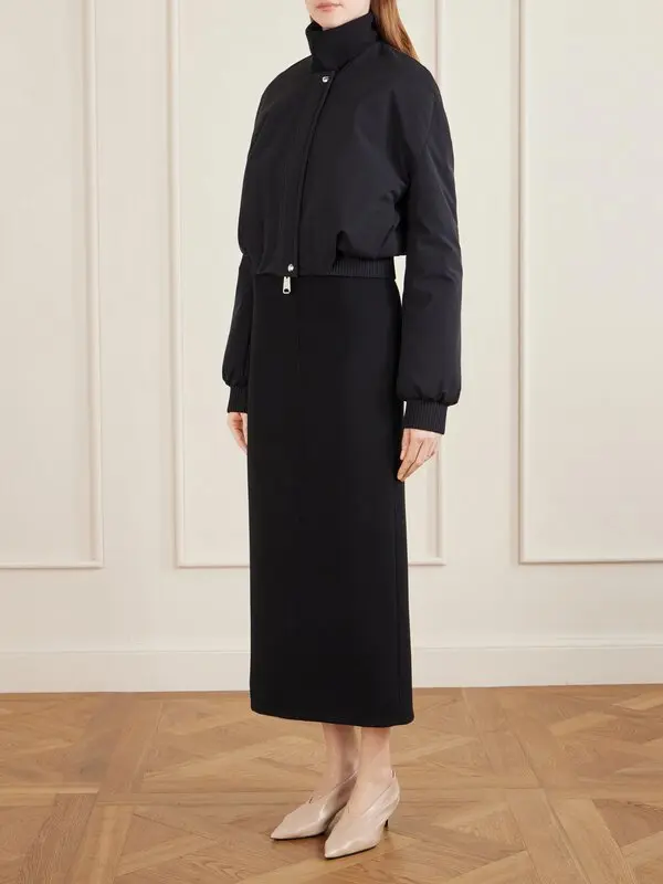 Khaite Cordan' Cropped Shell Bomber Jacket - Black