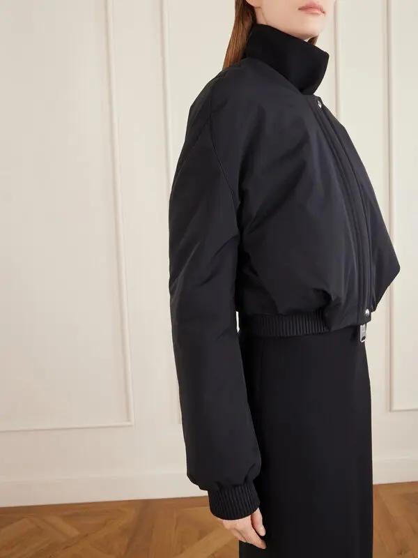 Khaite Cordan' Cropped Shell Bomber Jacket - Black