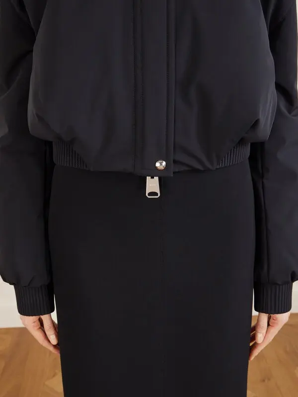 Khaite Cordan' Cropped Shell Bomber Jacket - Black