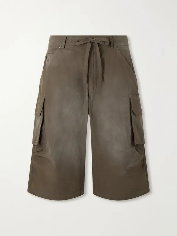 424 Straight-leg Cotton-poplin Cargo Shorts - Green