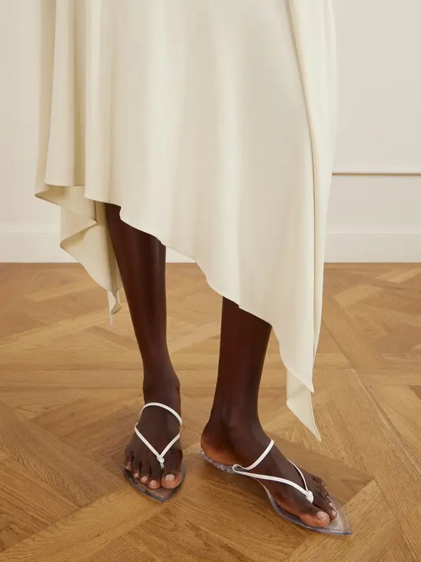 Alaïa Asymmetrical Belted Jersey Midi Dress - Neutrals