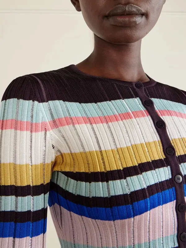 Alaïa Striped Cropped Jacquard Cardigan