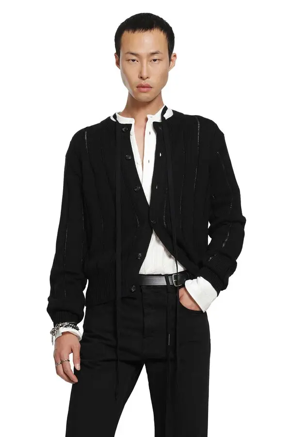 ANN DEMEULEMEESTER Natel Brushed Rib Cardigan - Black