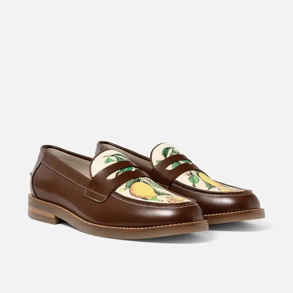 DUKE + DEXTER Wilde Chestnut Raffia Penny Loafer