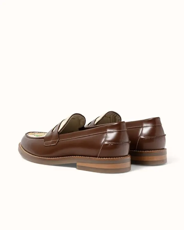 DUKE + DEXTER Wilde Chestnut Raffia Penny Loafer - Lemon
