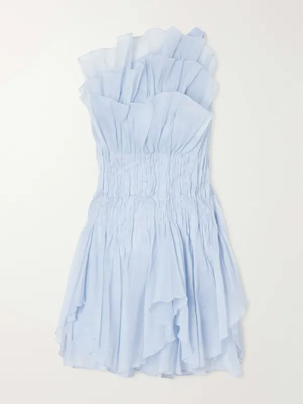 Aje Nisha One-shoulder Organza Mini Dress - Blue