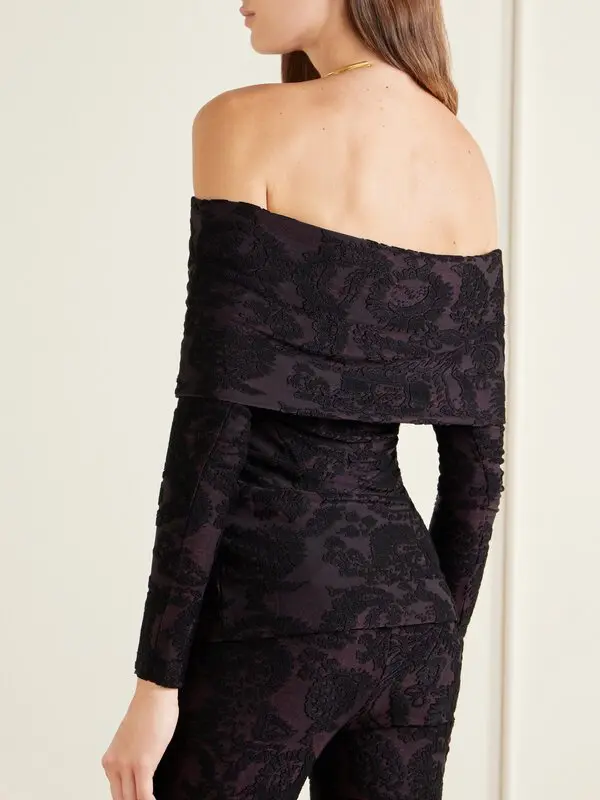 Etro Off-the-shoulder Paisley Jacquard Top