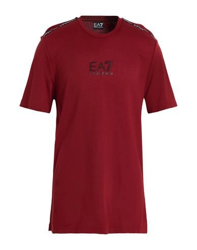EA7 Viscose Blend T-shirt With Logo Print - Burgundy