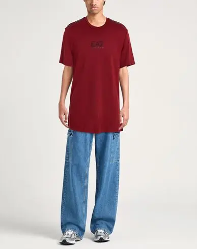 EA7 T-shirt Burgundy Size Viscose, Polyamide, Elastane