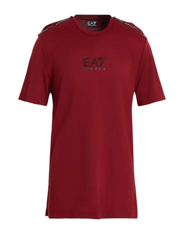 EA7 T-shirt Burgundy Size Viscose, Polyamide, Elastane