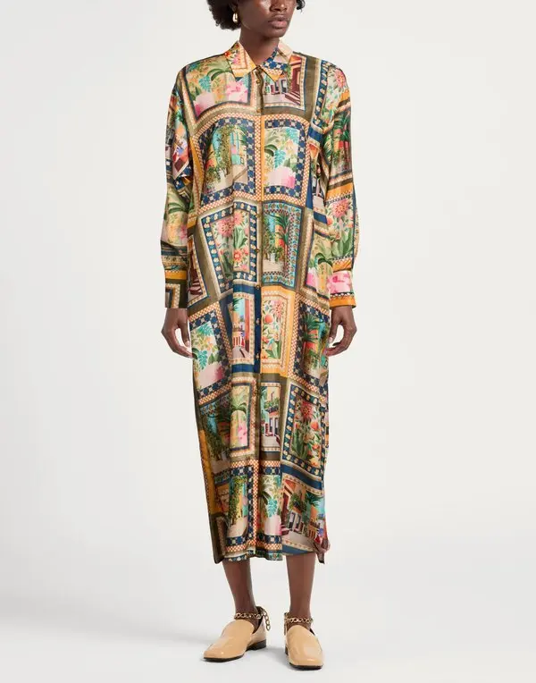 Momoni Silk Maxi Shirt Dress