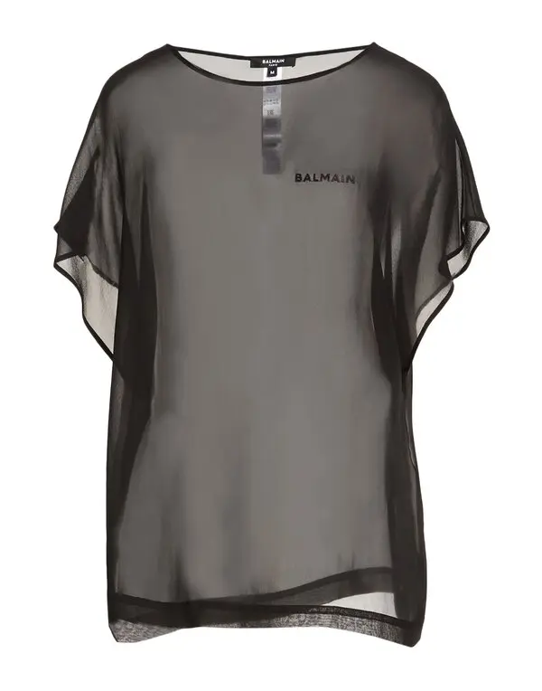 Balmain Top Military Size Silk - Black