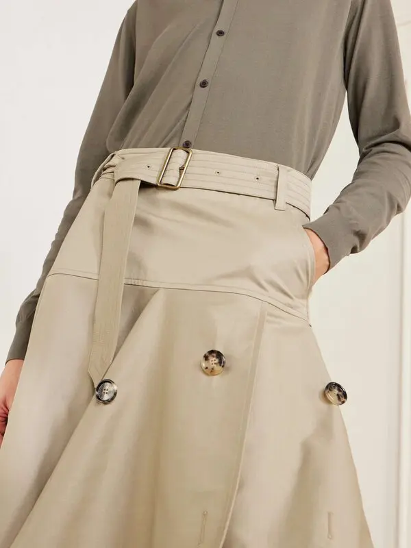 Burberry Heather Belted Asymmetric Midi Skirt