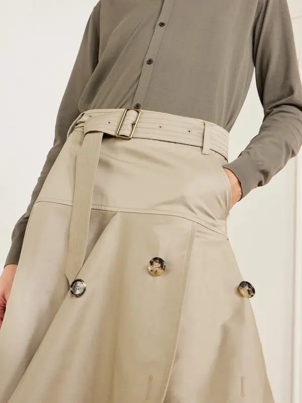 Burberry Heather Belted Asymmetric Midi Skirt