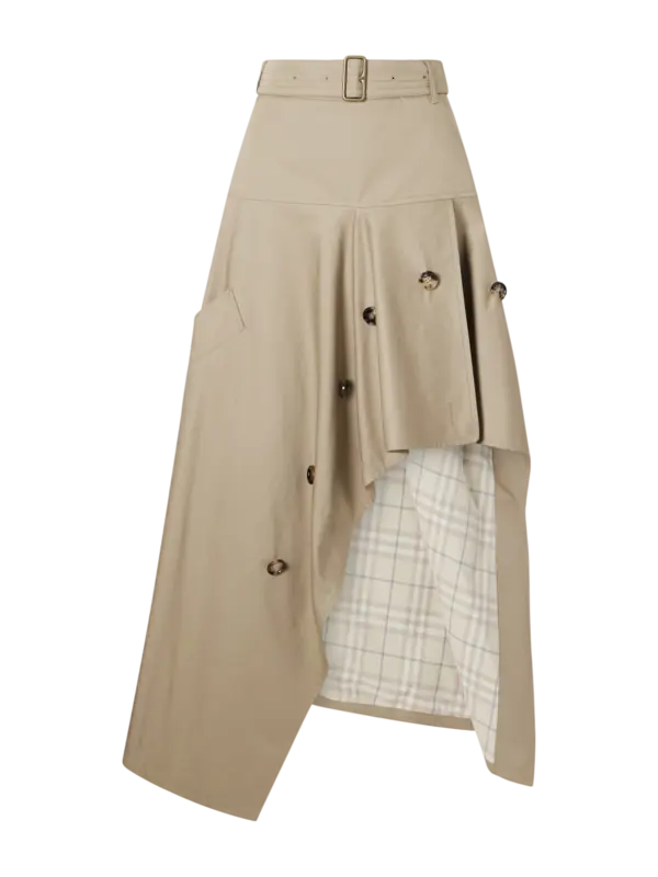 Burberry Heather Belted Asymmetric Midi Skirt - Neutrals