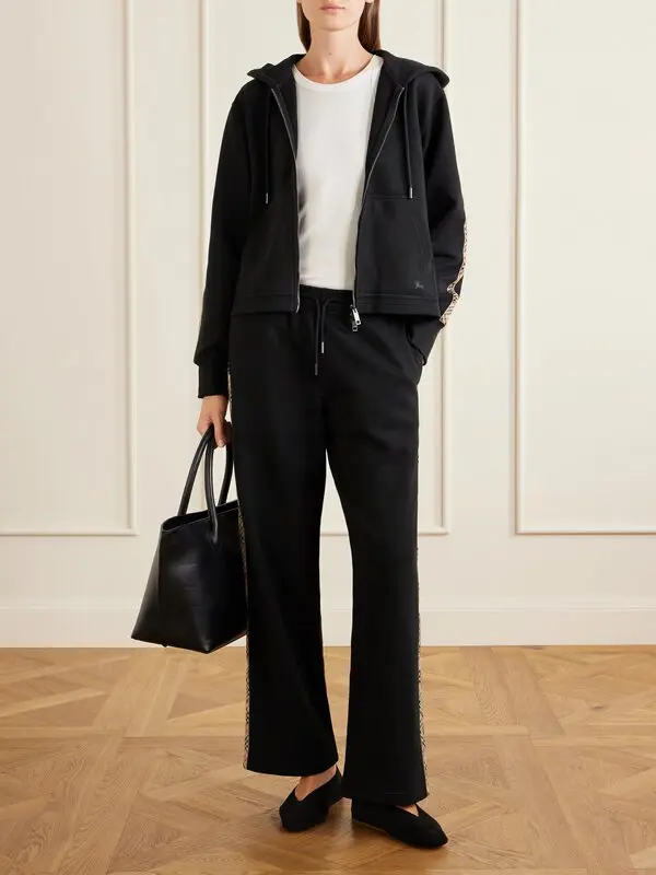 Burberry Jodie Checked Cotton-jersey Straight-leg Track Pants