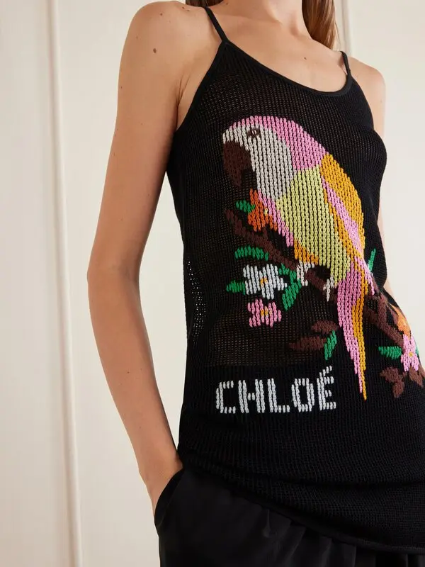 Chloé Embroidered Crocheted Cotton Mini Dress