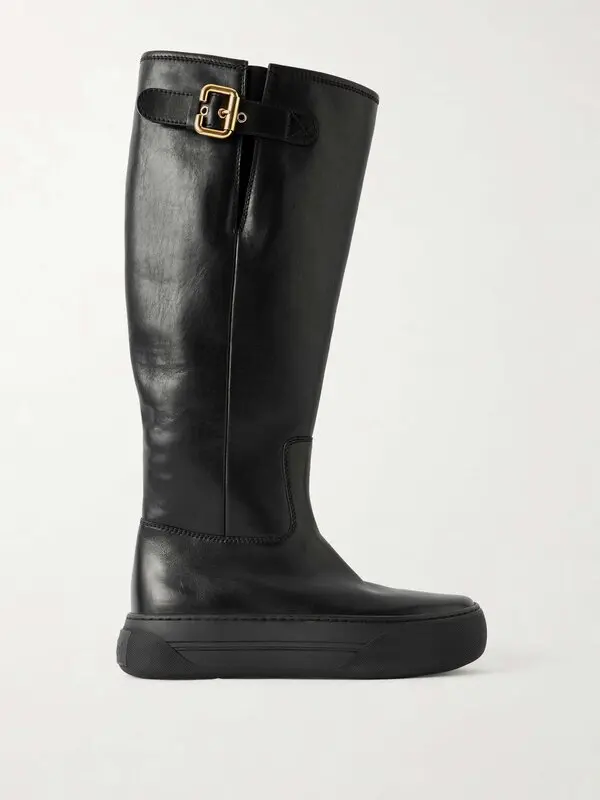 Chloé Delia Leather Knee Boots - Black