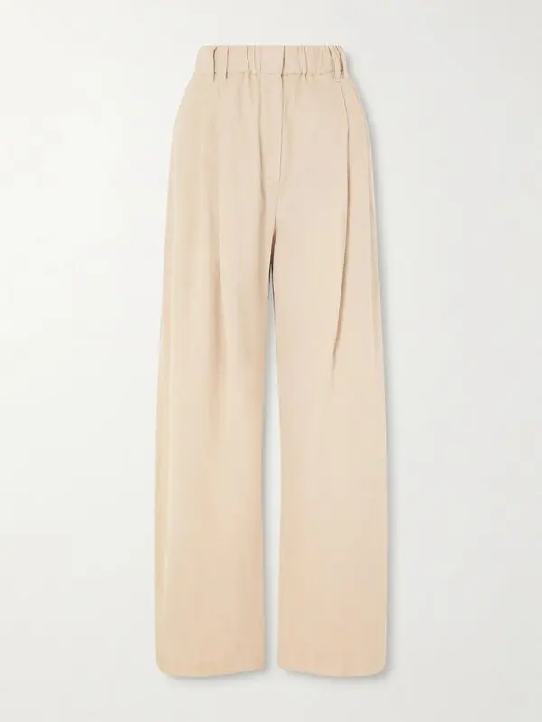 Brunello Cucinelli Pleated Corduroy Wide-leg Pants - Neutrals