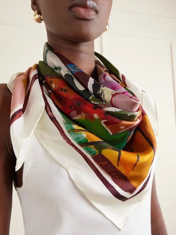 ALEMAIS Mlak Floral-print Silk-twill Scarf - Multi