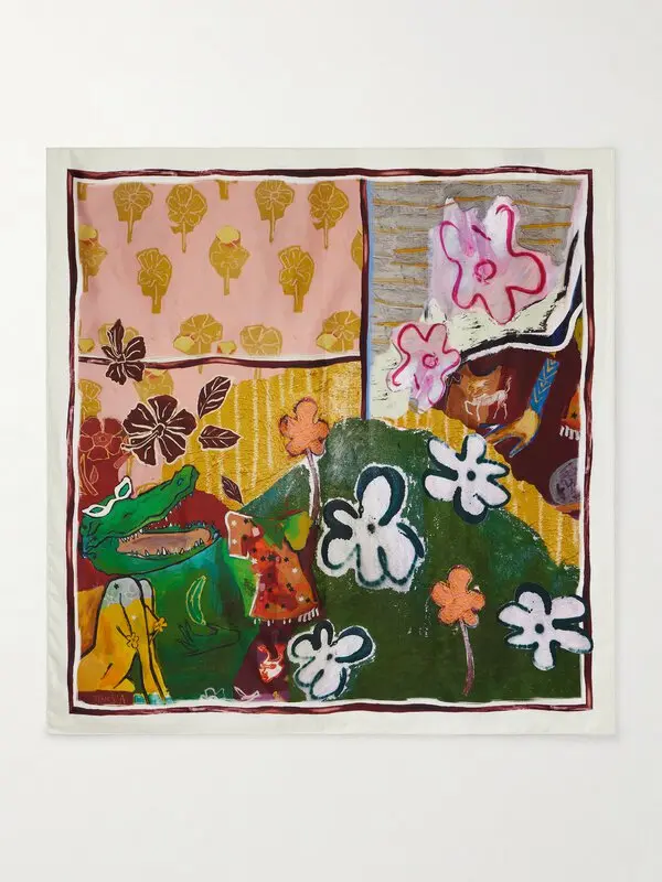 ALEMAIS Mlak Floral-print Silk-twill Scarf - Multi