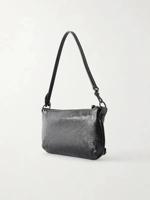 Balenciaga Le City Pouch On A Strap Embellished Crinkled-leather Shoulder Bag