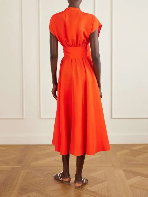 Alaïa Knotted Linen-blend Midi Dress