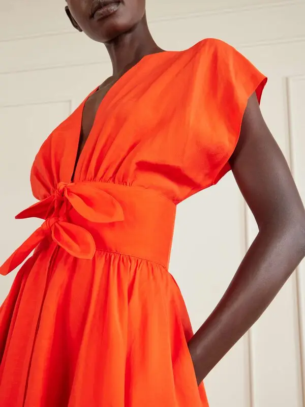 Alaïa Knotted Linen-blend Midi Dress