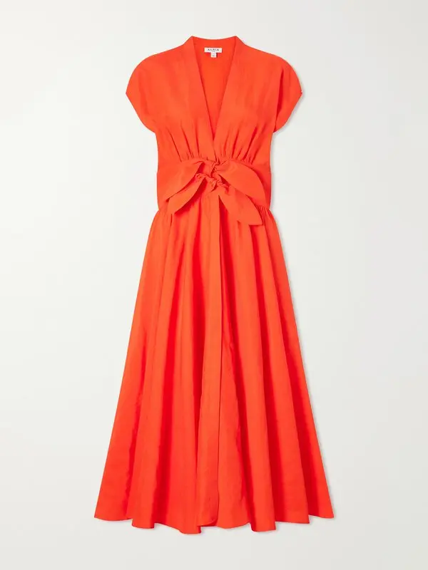 Alaïa Knotted Woven Midi Dress - Red