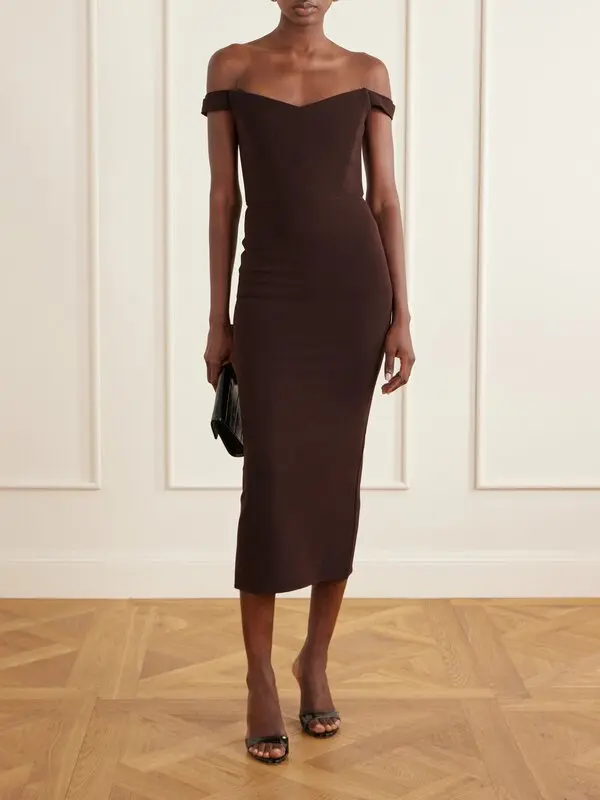 Alex Perry Off-the-shoulder Crepe Midi Dress