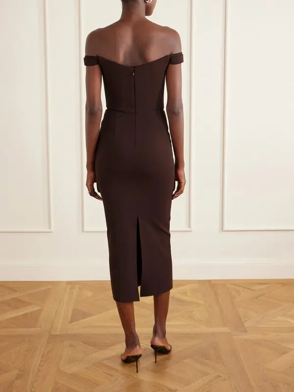 Alex Perry Off-the-shoulder Crepe Midi Dress