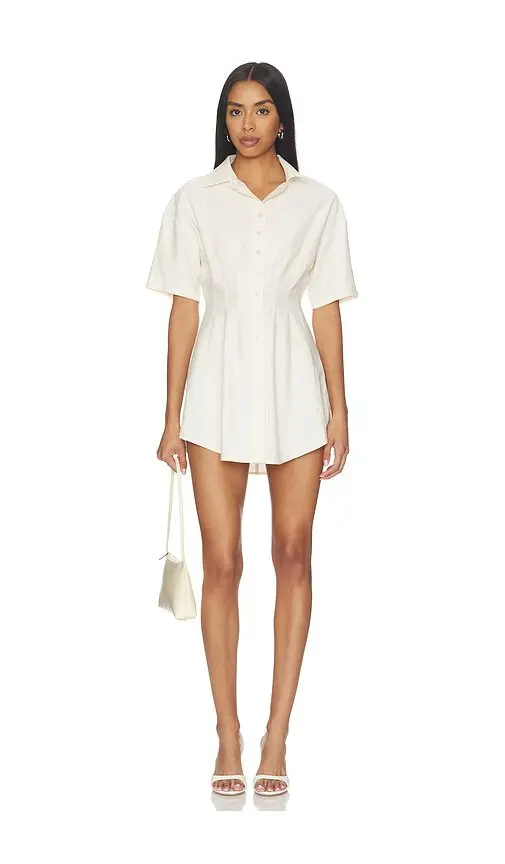 ALL THE WAYS Charitie Button Up Mini Dress - Cream