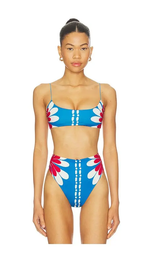 CALA DE LA CRUZ Isla Bikini Top In Blue,red - Gioia