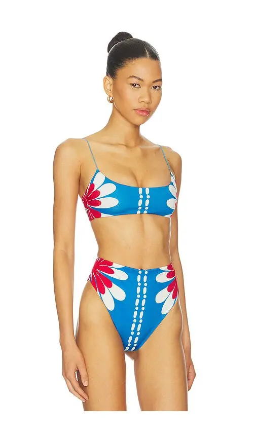 CALA DE LA CRUZ Isla Bikini Top In Blue,red