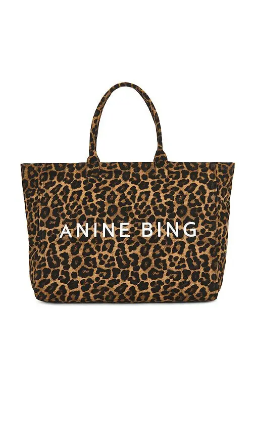ANINE BING Leo Canvas Tote Bag In Brown