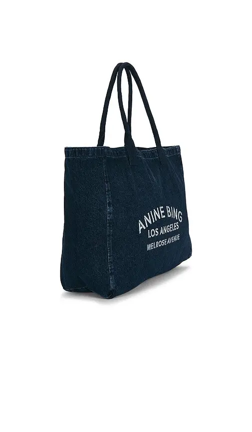 ANINE BING Leo Denim Tote Bag In Denim-dark