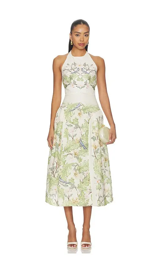 Agua Bendita Halterneck Linen Dress - Multicolor