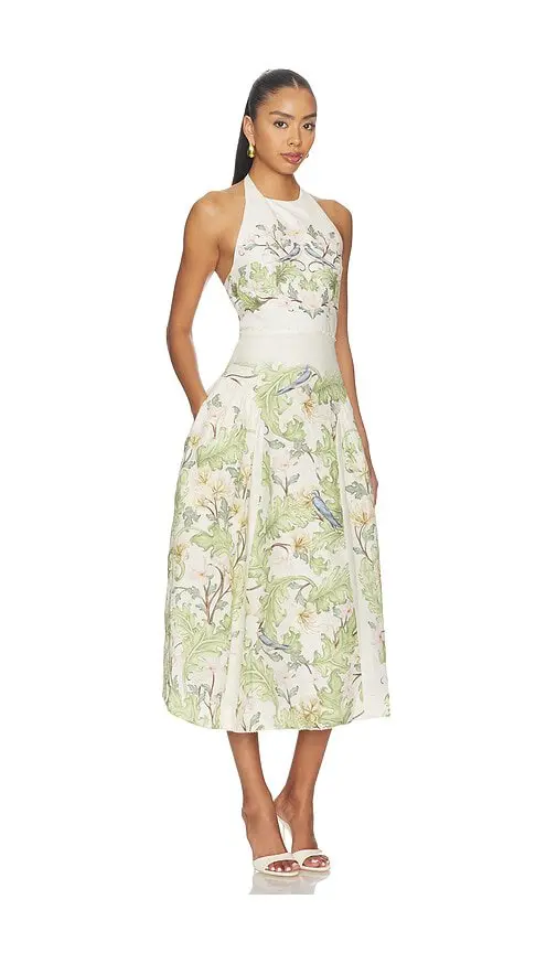 Agua Bendita Halterneck Linen Midi Dress