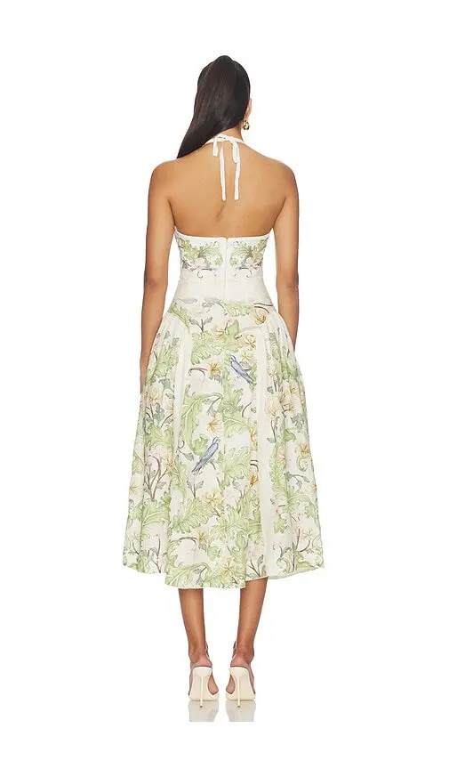 Agua Bendita Halterneck Linen Midi Dress